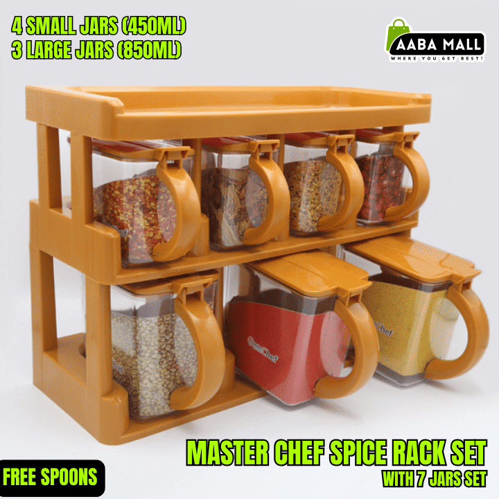 Master Chef Spice Rack – 7 Jar Set | 450ml + 850ml Premium Spice Jars ...