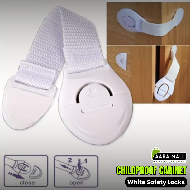 White Child Safety Locks for Cabinets & Drawers | AABA MALL